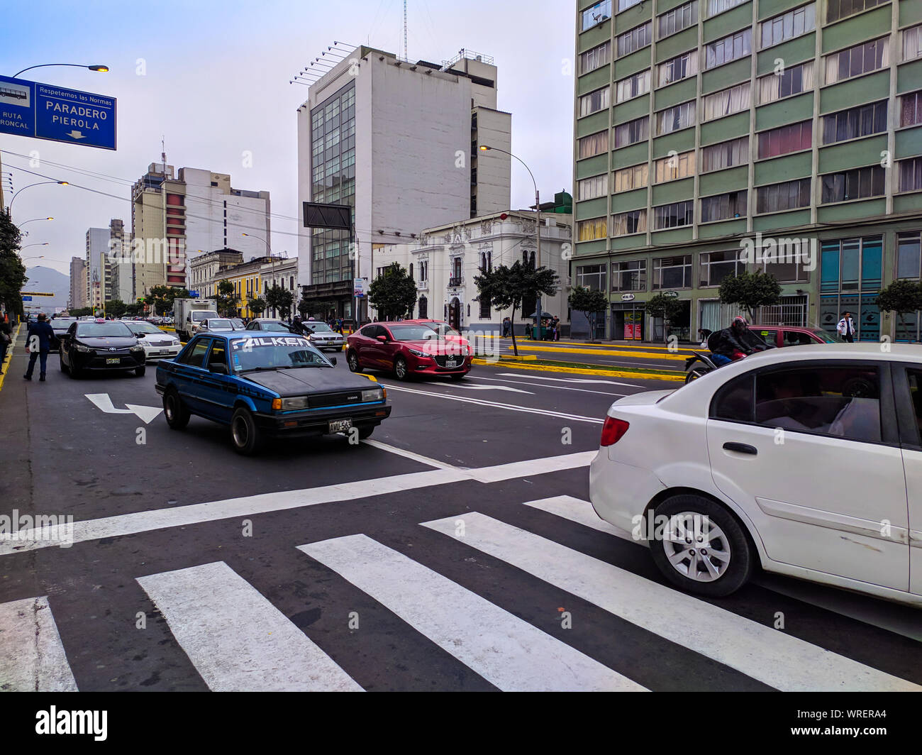 Tacna Avenue in the old center of the peruvian capital Lima Stock Photo ...