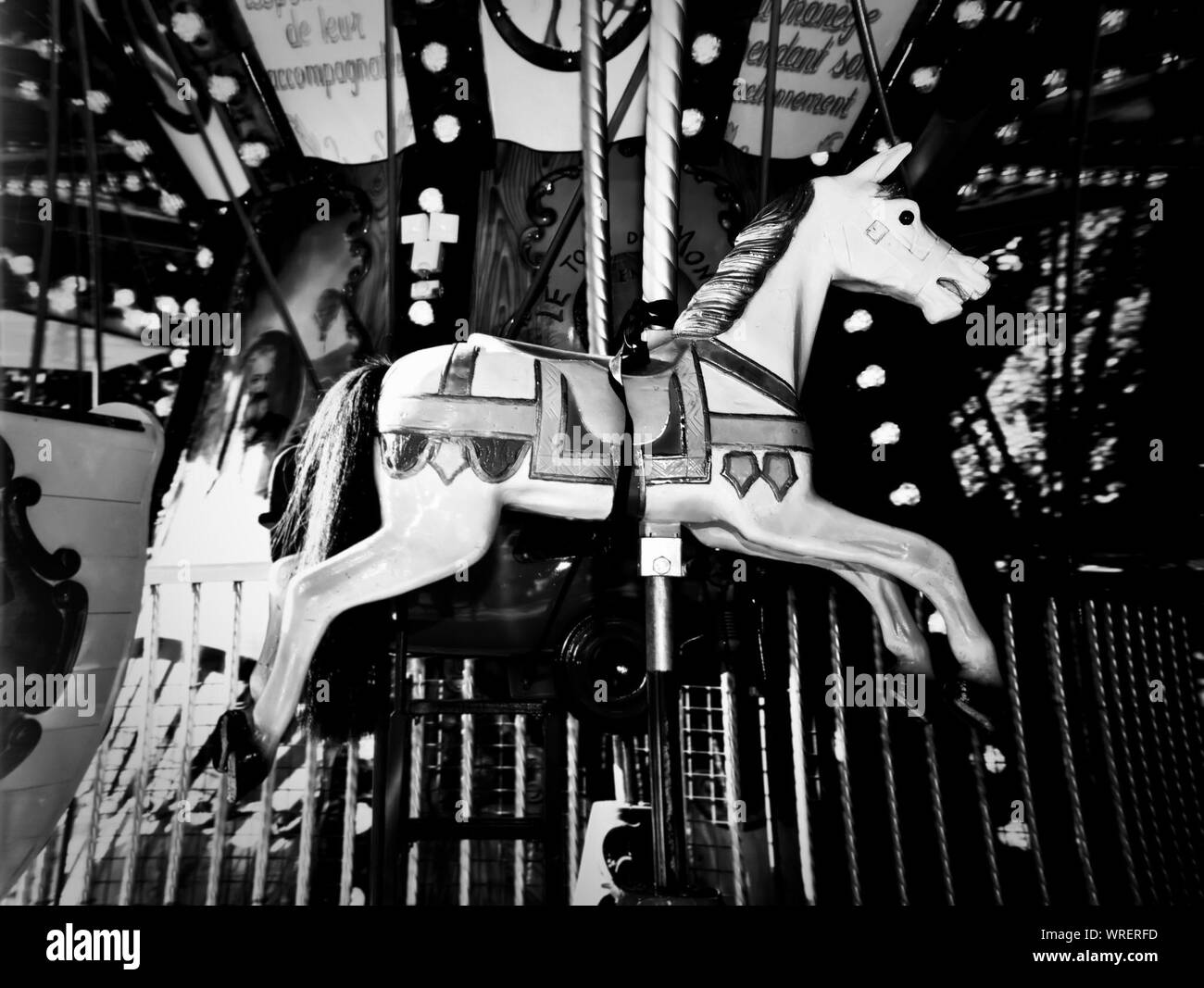 Merry go round ride Black and White Stock Photos & Images - Alamy