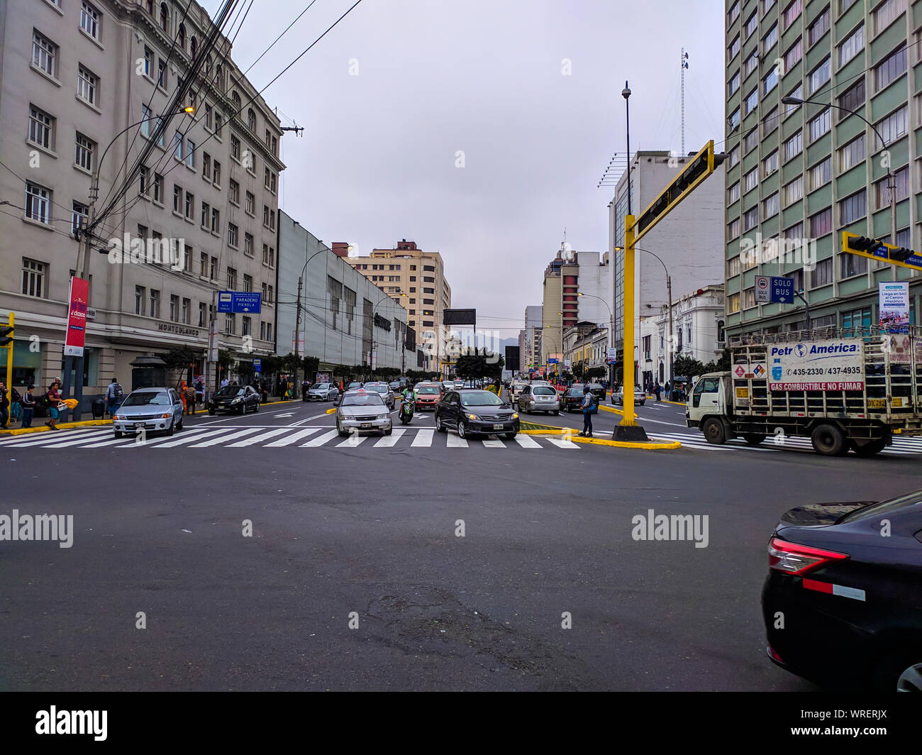 Tacna Avenue in the old center of the peruvian capital Lima Stock Photo ...