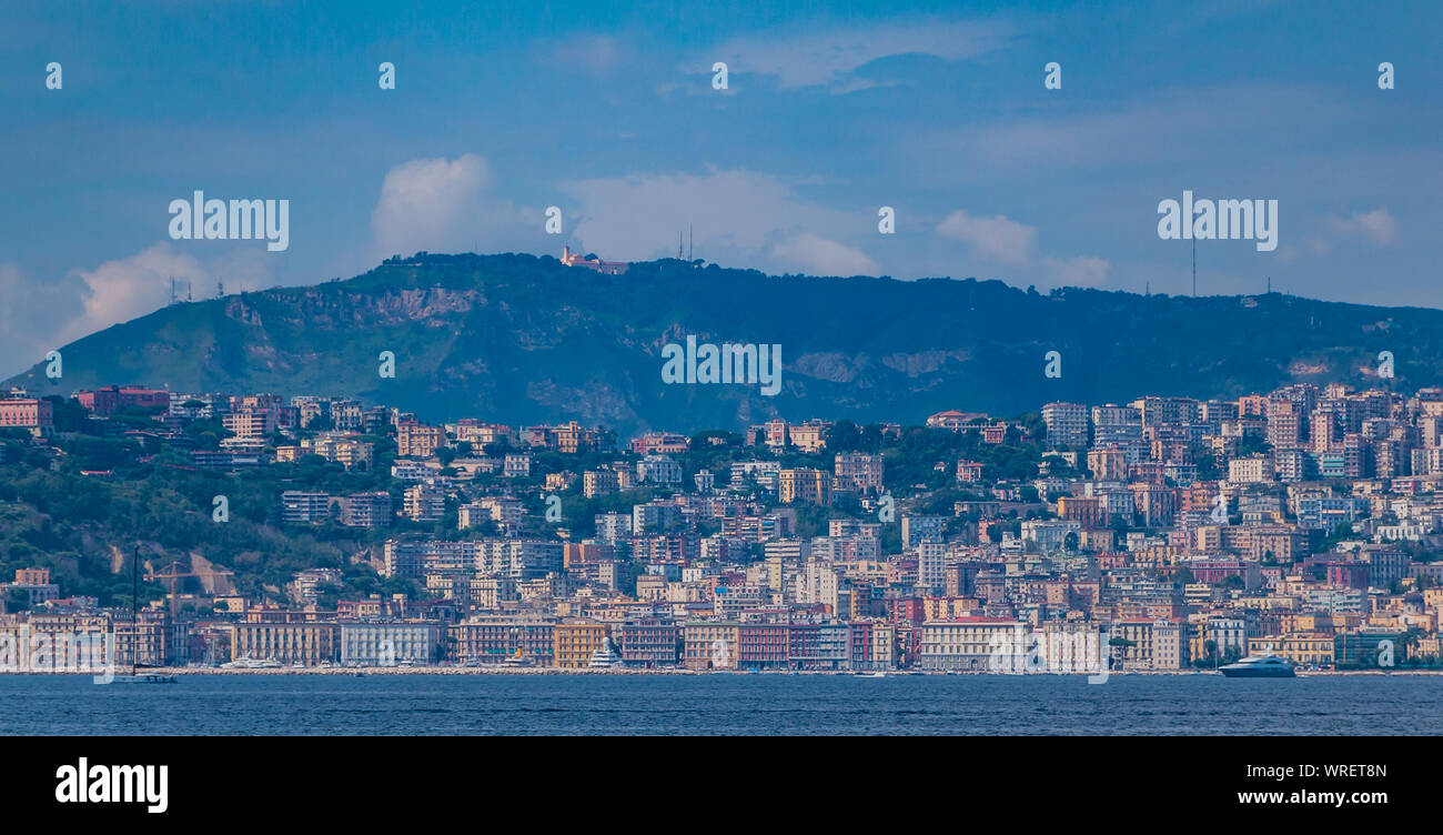 A picture of the Chiaia district taken from a ferry, in the Naples bay ...