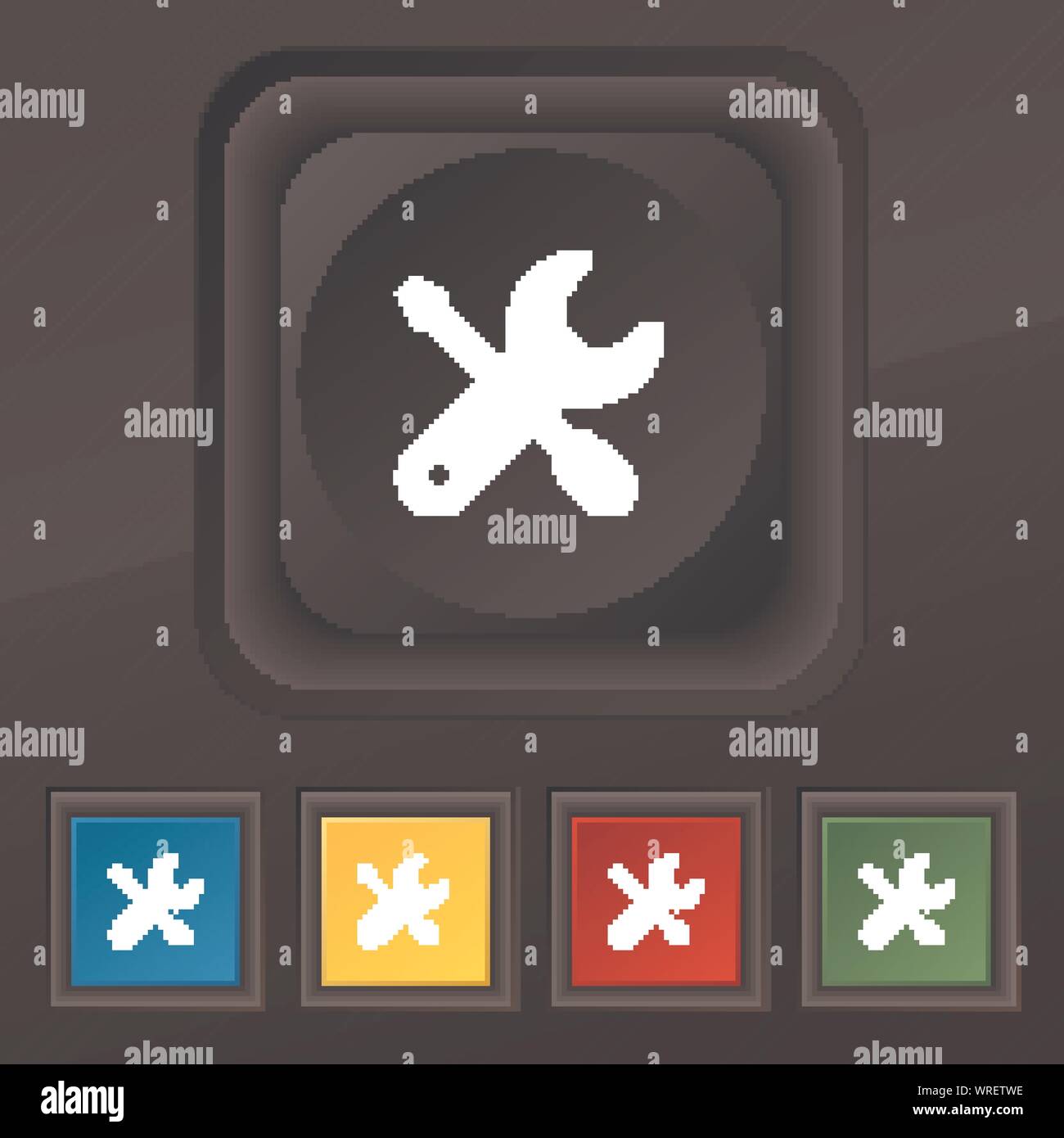 screwdriver, key, settings icon symbol. Set of five colorful, stylish ...