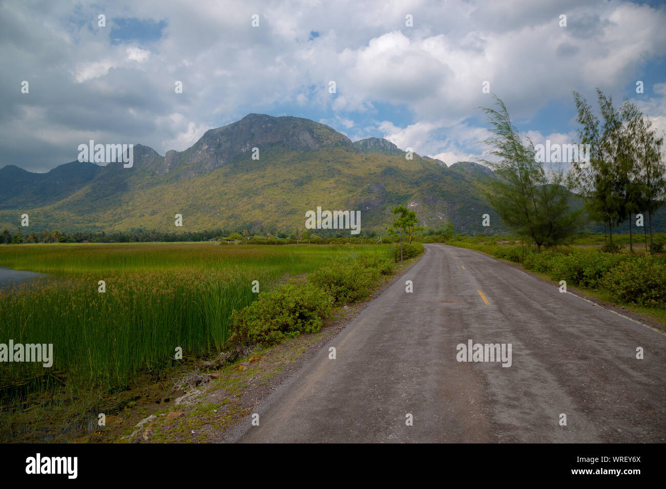 Beautiful outdoor panoramic landscape of mountains and big green lake ...