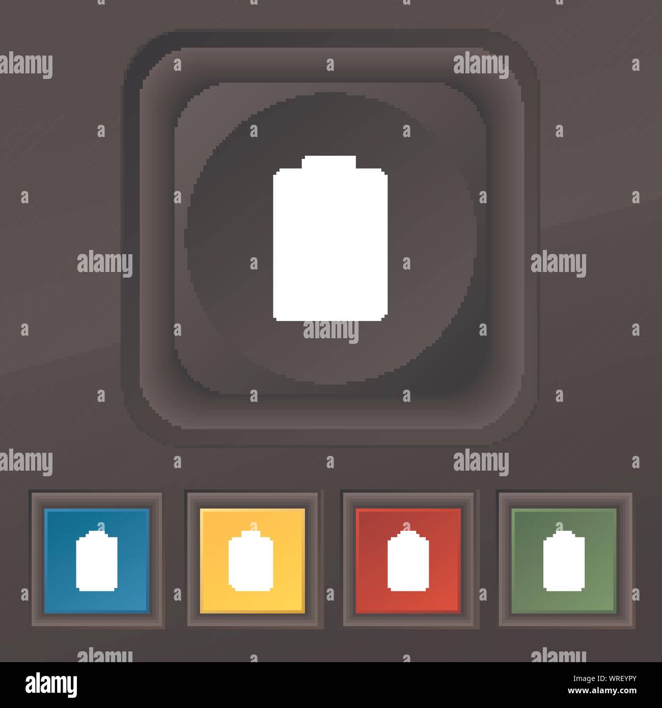 Battery empty, Low electricity icon symbol. Set of five colorful ...