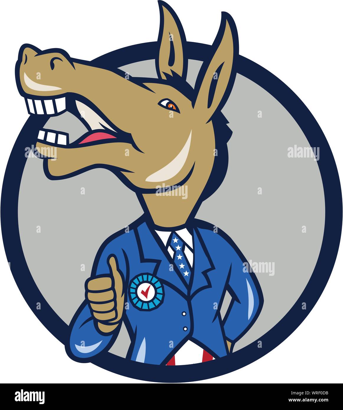 Democrat Donkey Mascot Thumbs Up Circle Cartoon Stock Vector Image ...