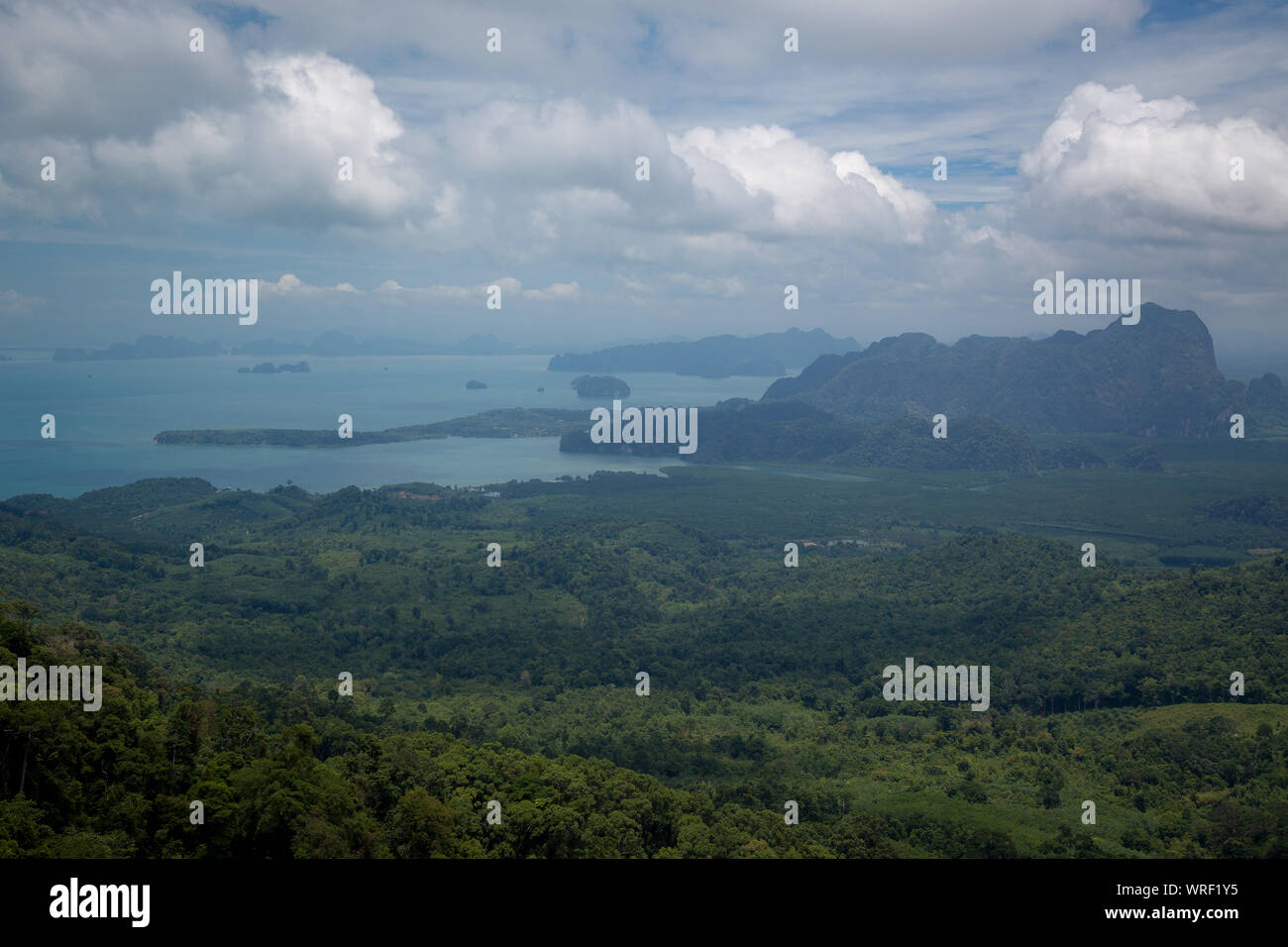 View of the valley and the Andaman Sea, islands and mountains from the ...