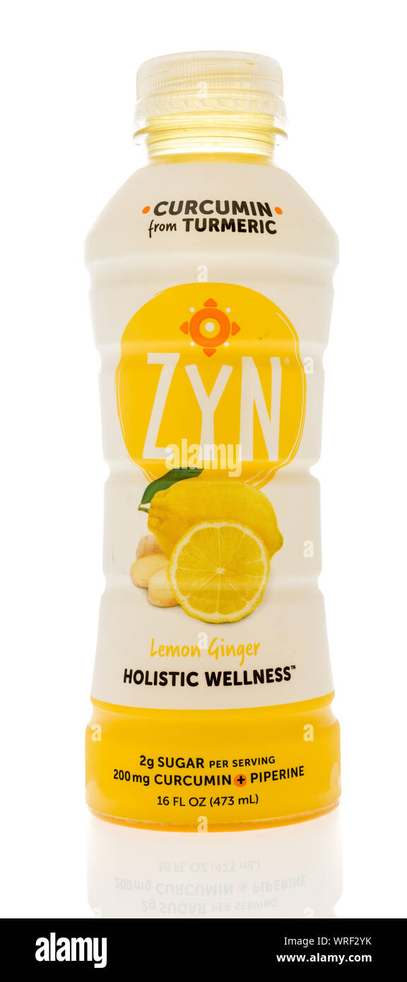 Winneconne, WI - 10 September 2019: A bottle of Zyn lemon ginger ...