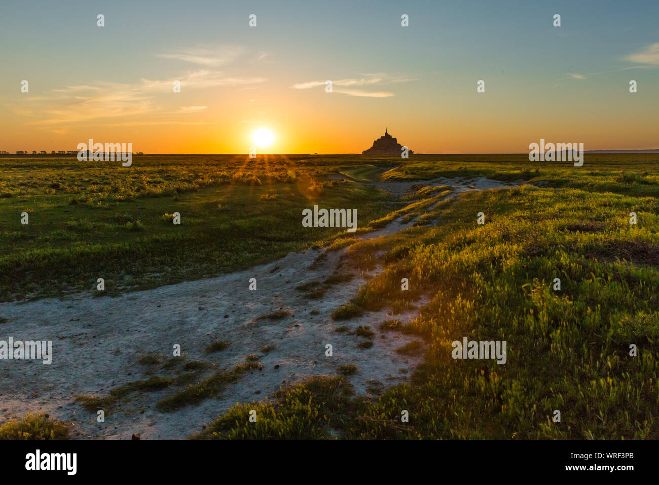 Mont Saint-Michel Bay in Normandy France at Sunset Stock Photo - Alamy