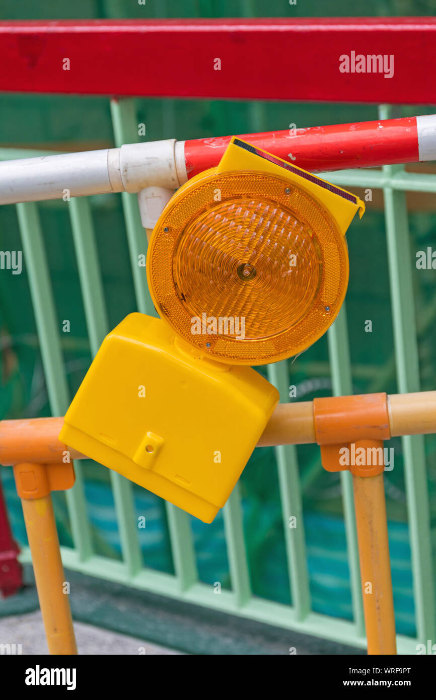 Strobe Amber Construction Barrier Flashing Warning Light Stock Photo ...