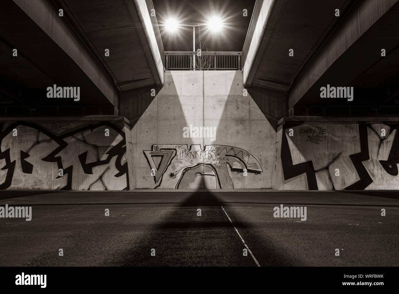 triangular shadow under a bridge, under a bridge, bottom of a bridge ...