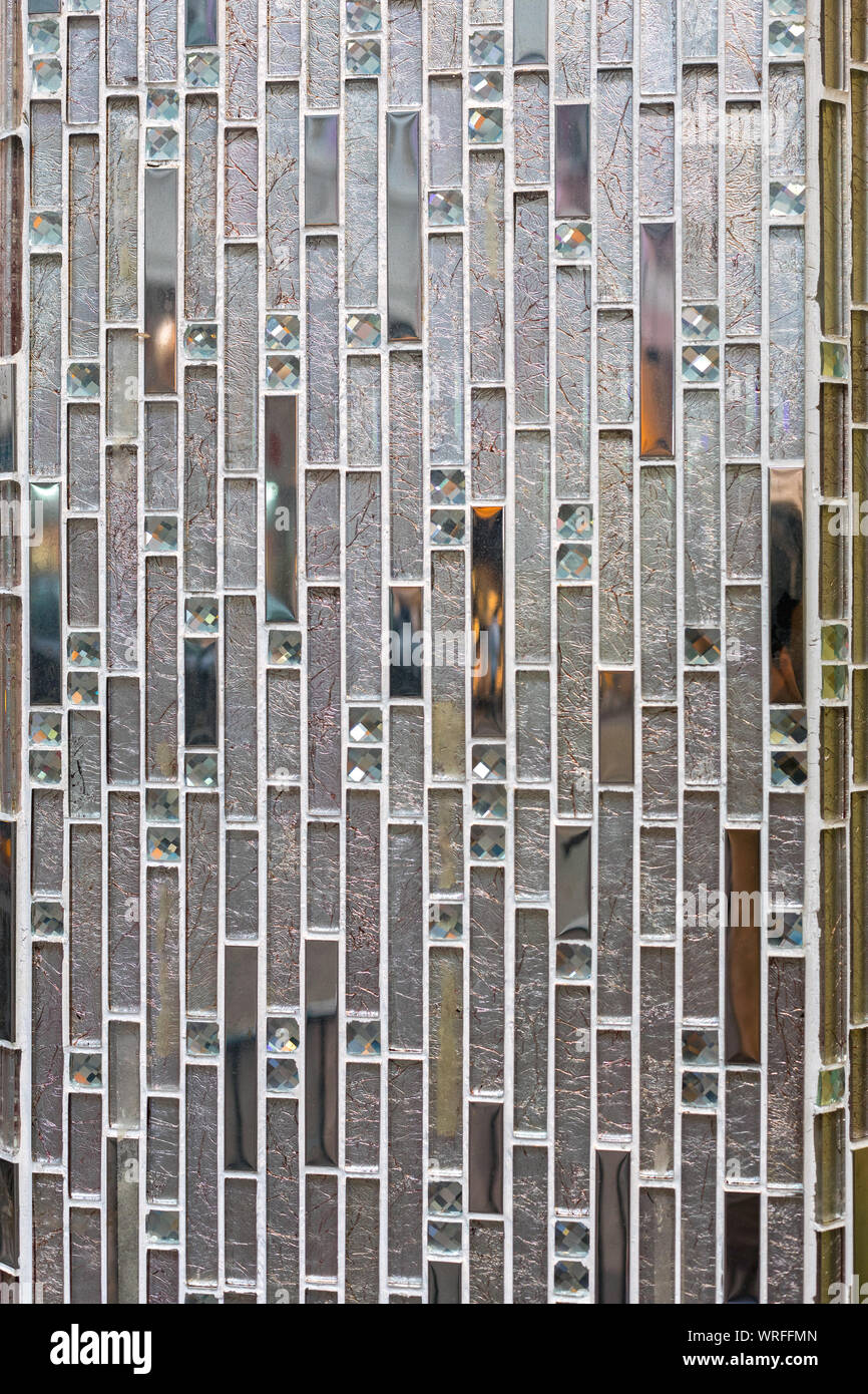 Modern Wall Tiles With Glass and Silver Decor Stock Photo - Alamy