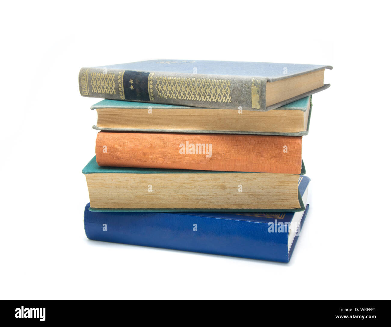 Stack of multi colored books isolated on white Stock Photo - Alamy