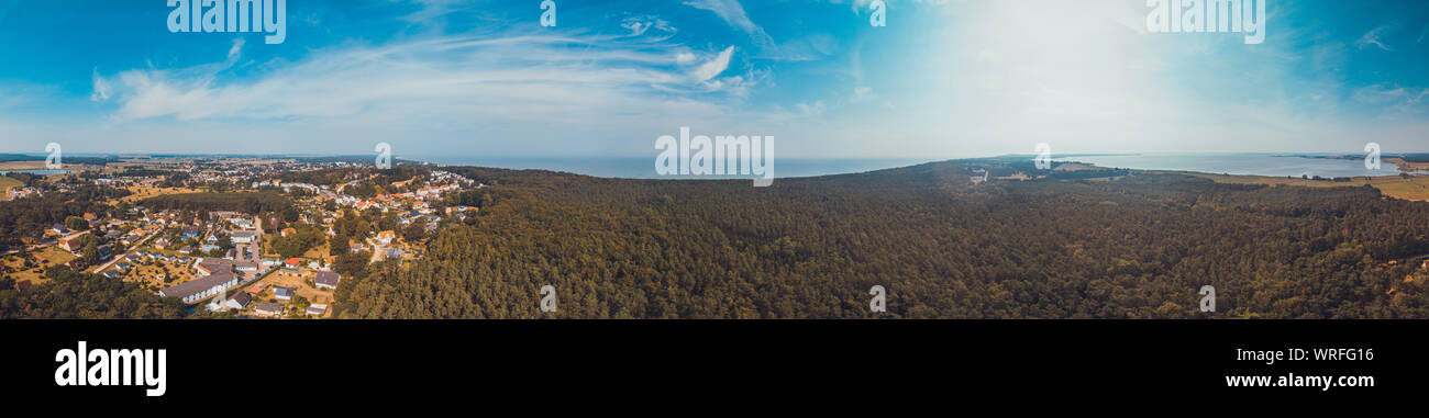 giant panorama at baltic sea with forest and some villages Stock Photo ...