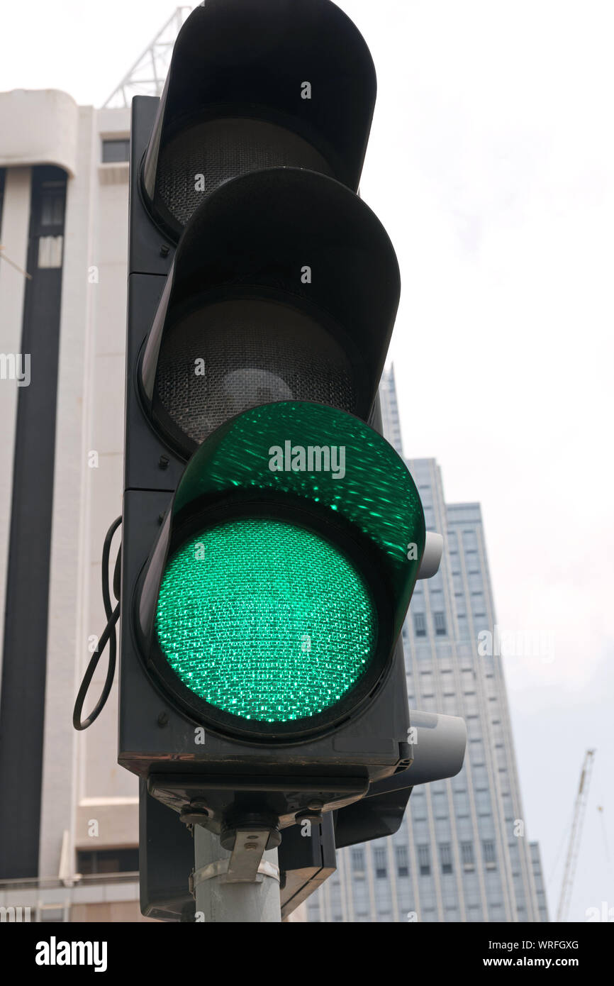 Big Green Traffic Led Light in City Stock Photo - Alamy