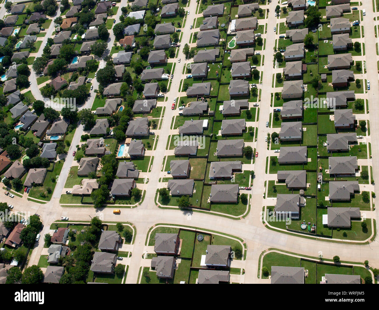 Fort Worth, Texas View from the MetLife Blimp over housing developments ...