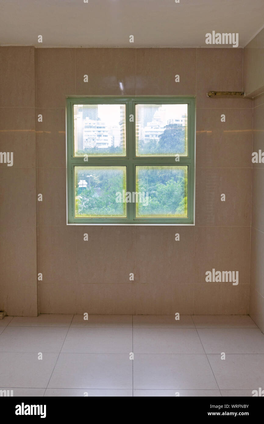 Look Out Trough One Square Window Day Stock Photo - Alamy