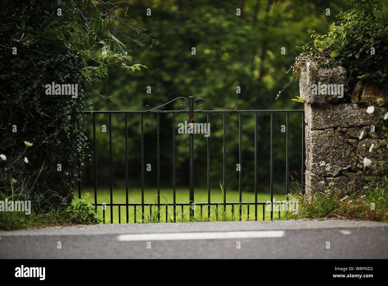 Metal gate in field hi-res stock photography and images - Alamy