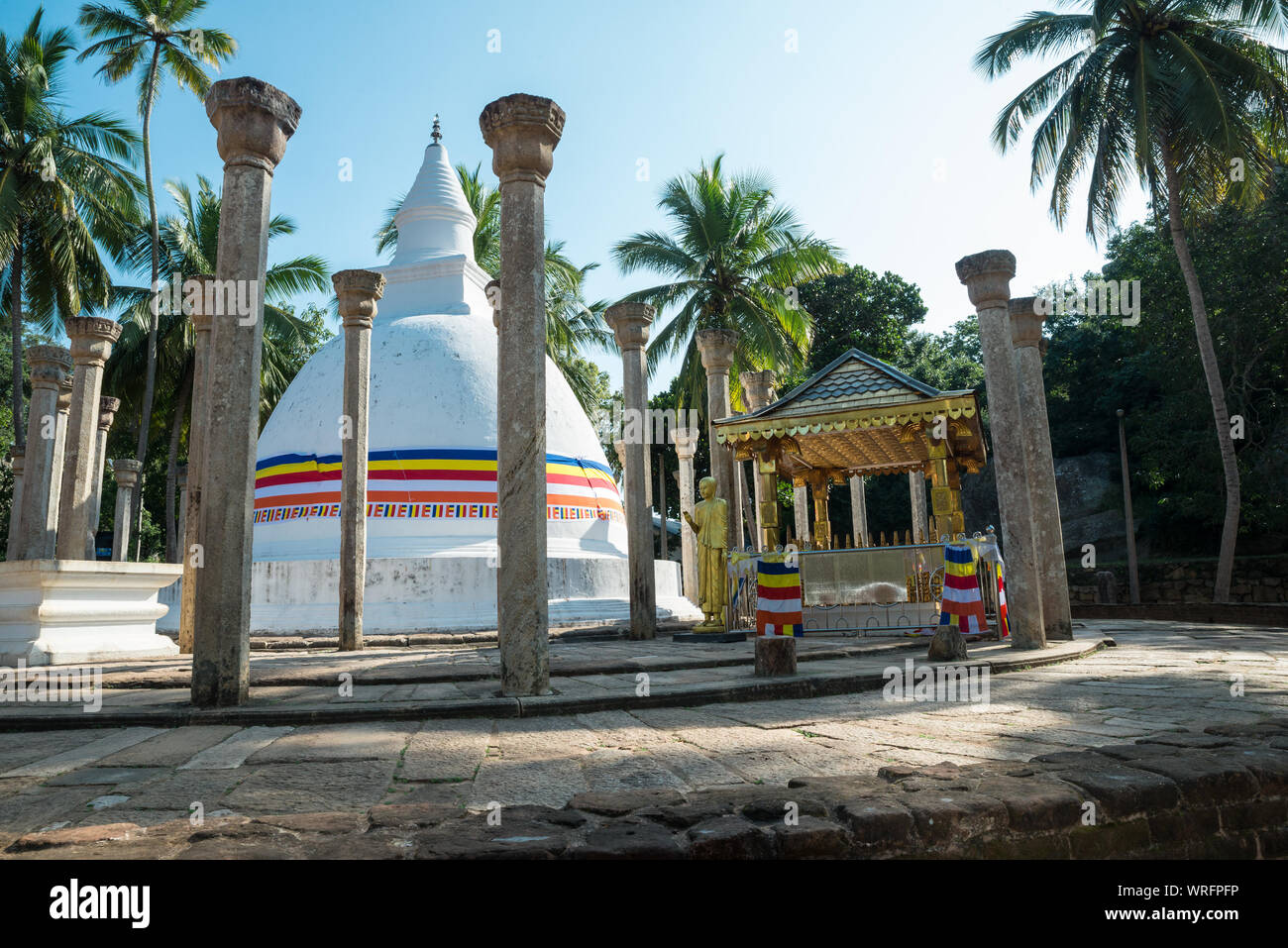 Ambasthala Dagaba, a small stupa surrounded with stone pillars at ...