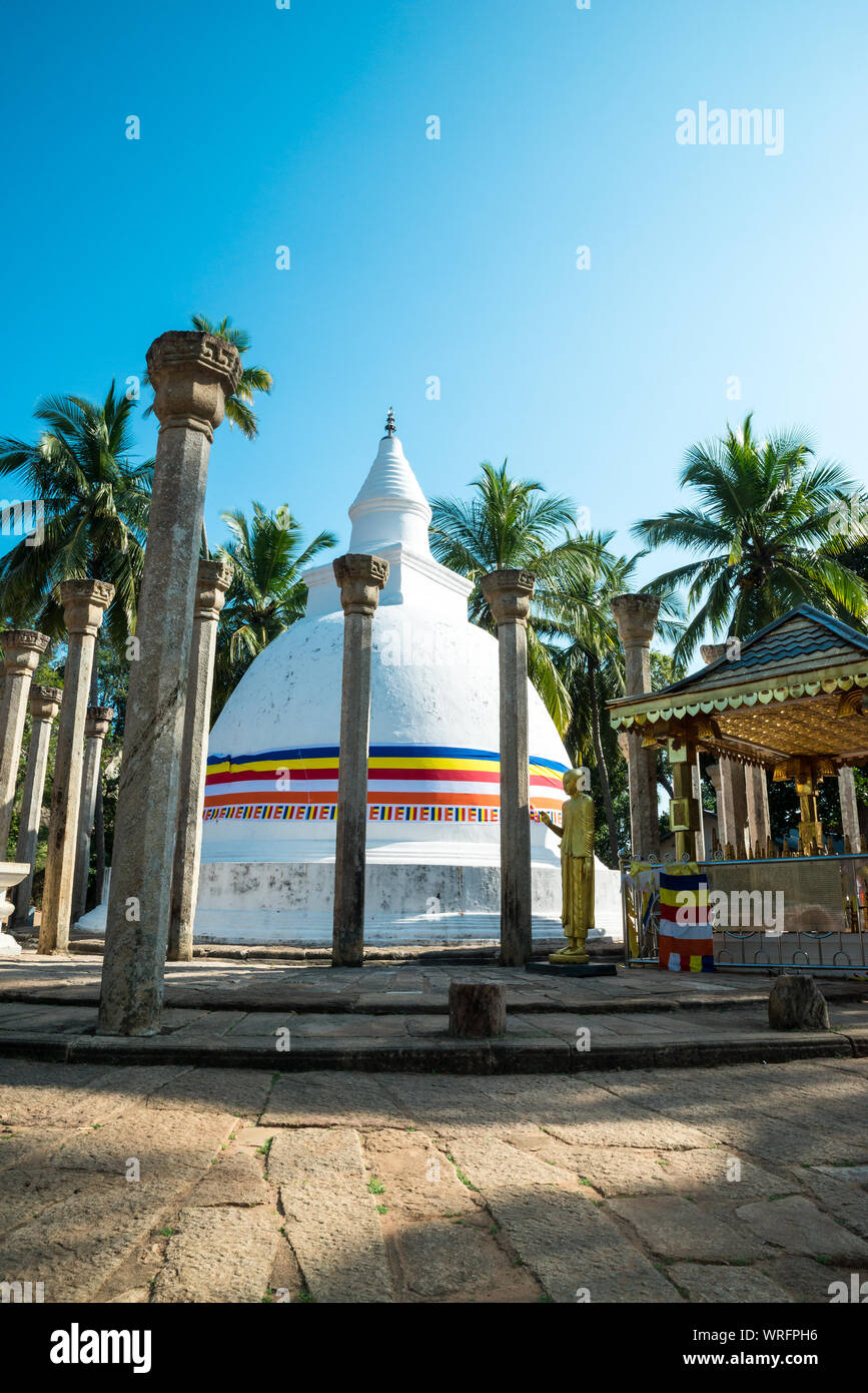 Ambasthala Dagaba, a small stupa surrounded with stone pillars at ...