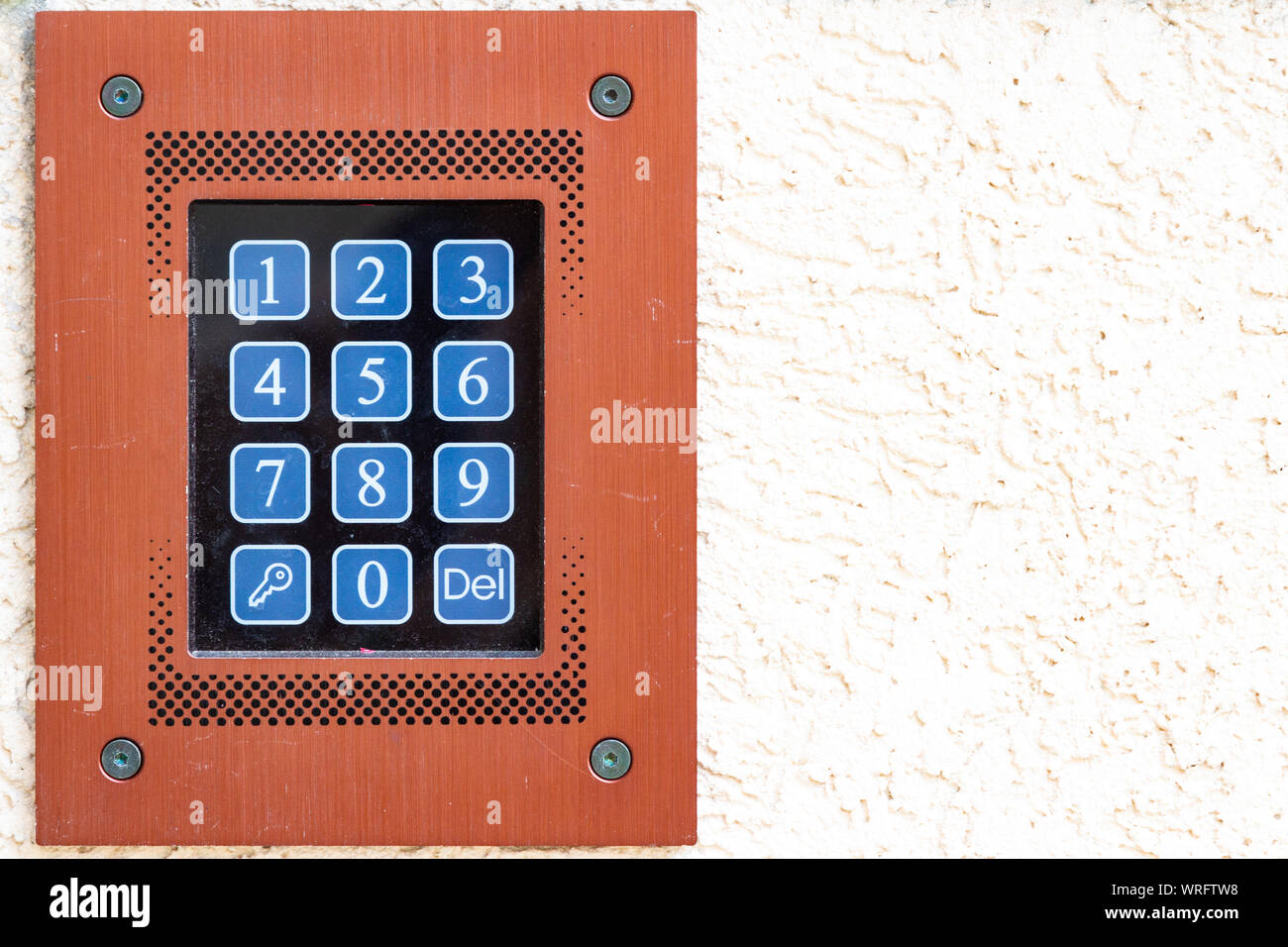 Code keypad on apartment building close-up with copy space, Hungary ...