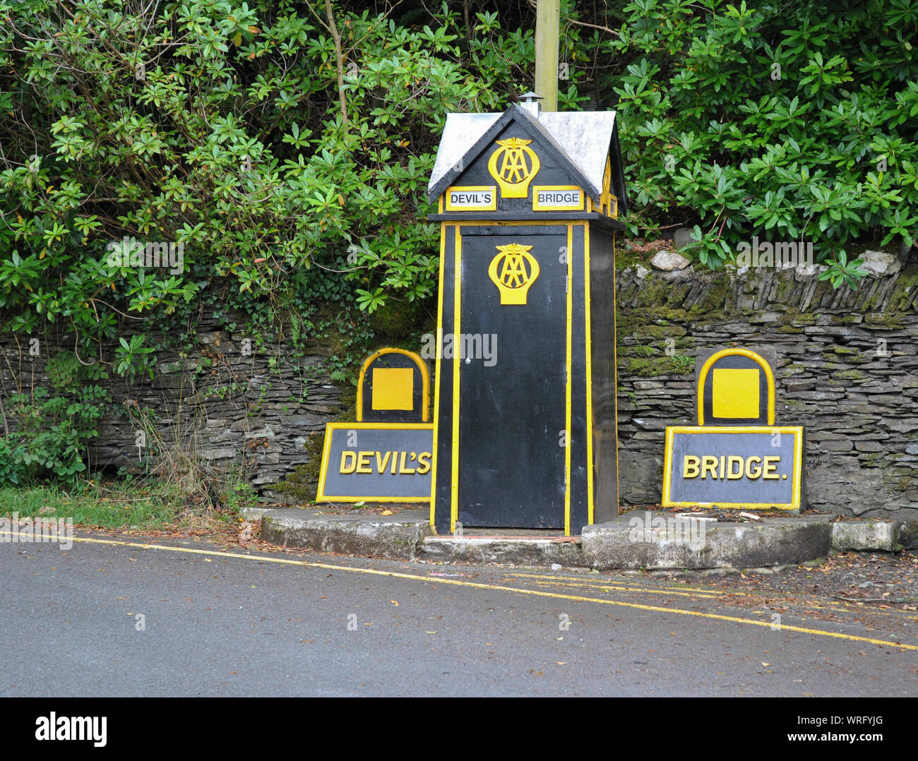 The AA Box at Devil's Bridge, Wales, UK Stock Photo - Alamy