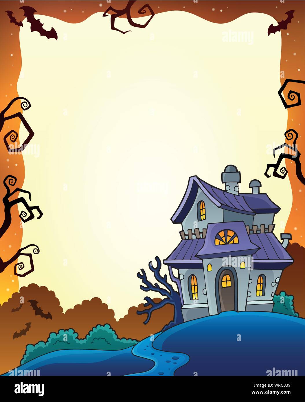 Halloween frame with haunted house 1 Stock Vector Image & Art - Alamy