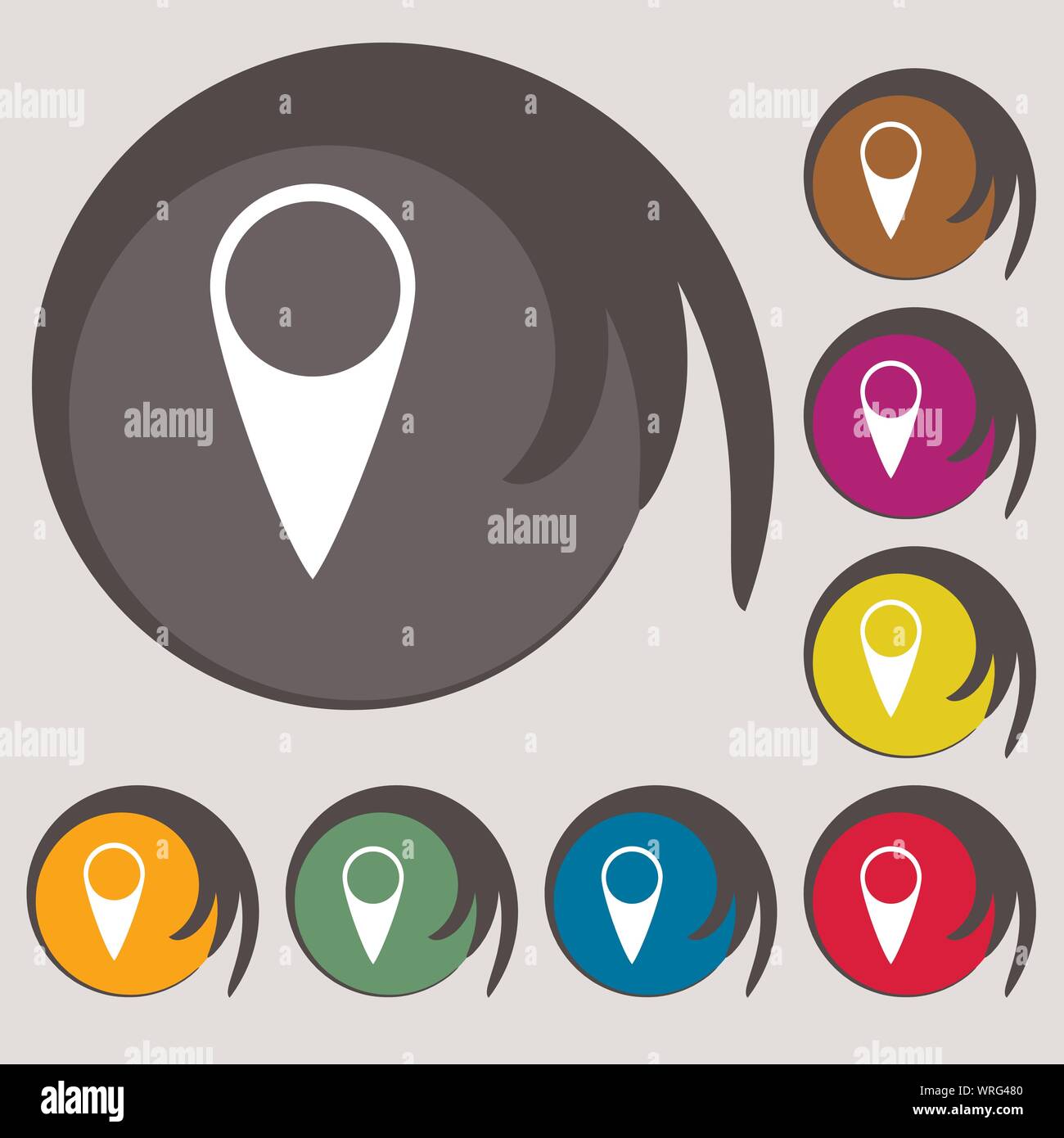 Map pointer icon. GPS location symbol. Symbols on eight colored buttons. Vector Stock Vector ...