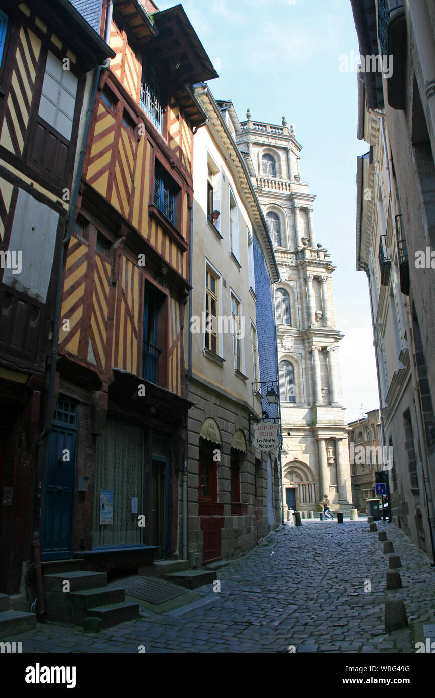medieval half-timbered houses in rennes (brittany - france Stock Photo ...