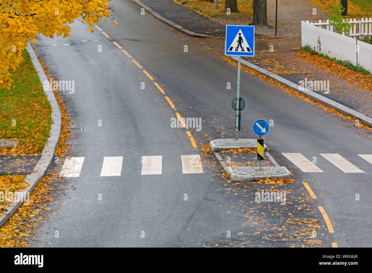 Pedestrian Street Crossing With Traffic Sign in Norway Stock Photo - Alamy