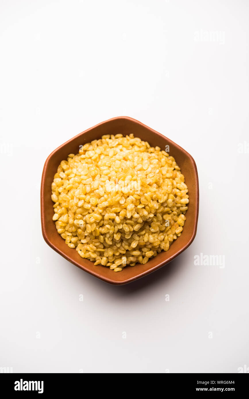 Salty and Fried Moong Dal / crispy Mung Namkeen served in a bowl ...