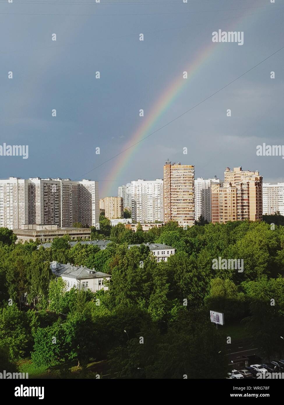 Rainbow over downtown hi-res stock photography and images - Alamy