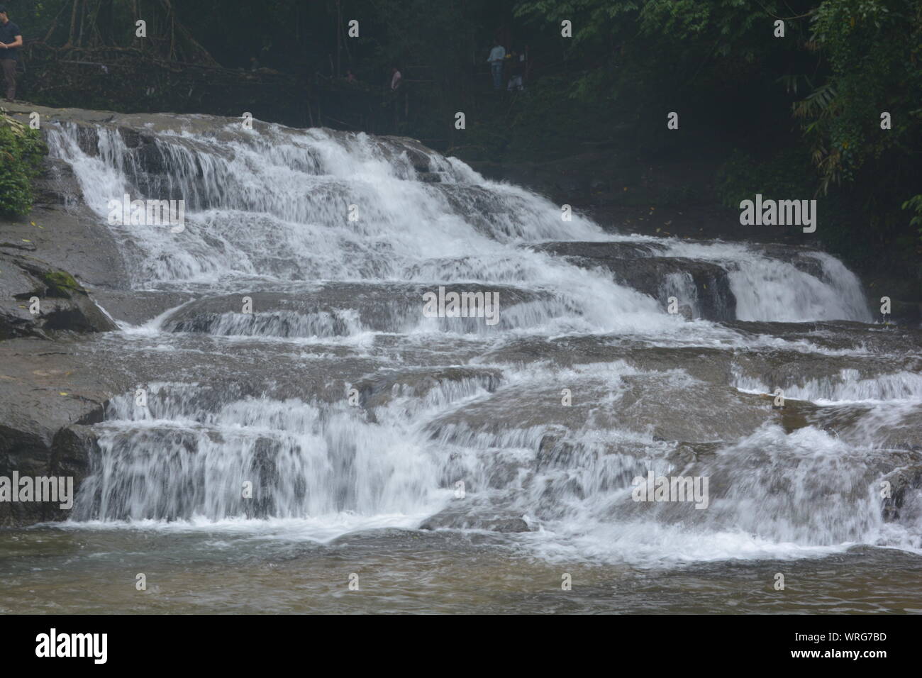 Water fall from a stream in Mawlyuuong, Shillong, Cherrapunjee, milky ...