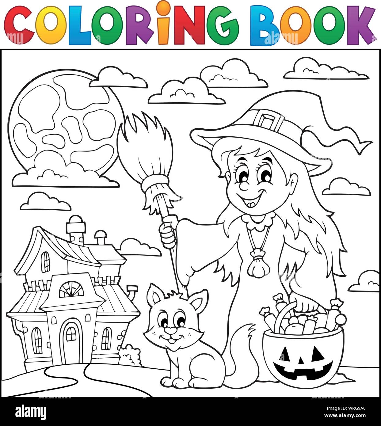 Halloween house coloring Stock Vector Images - Alamy