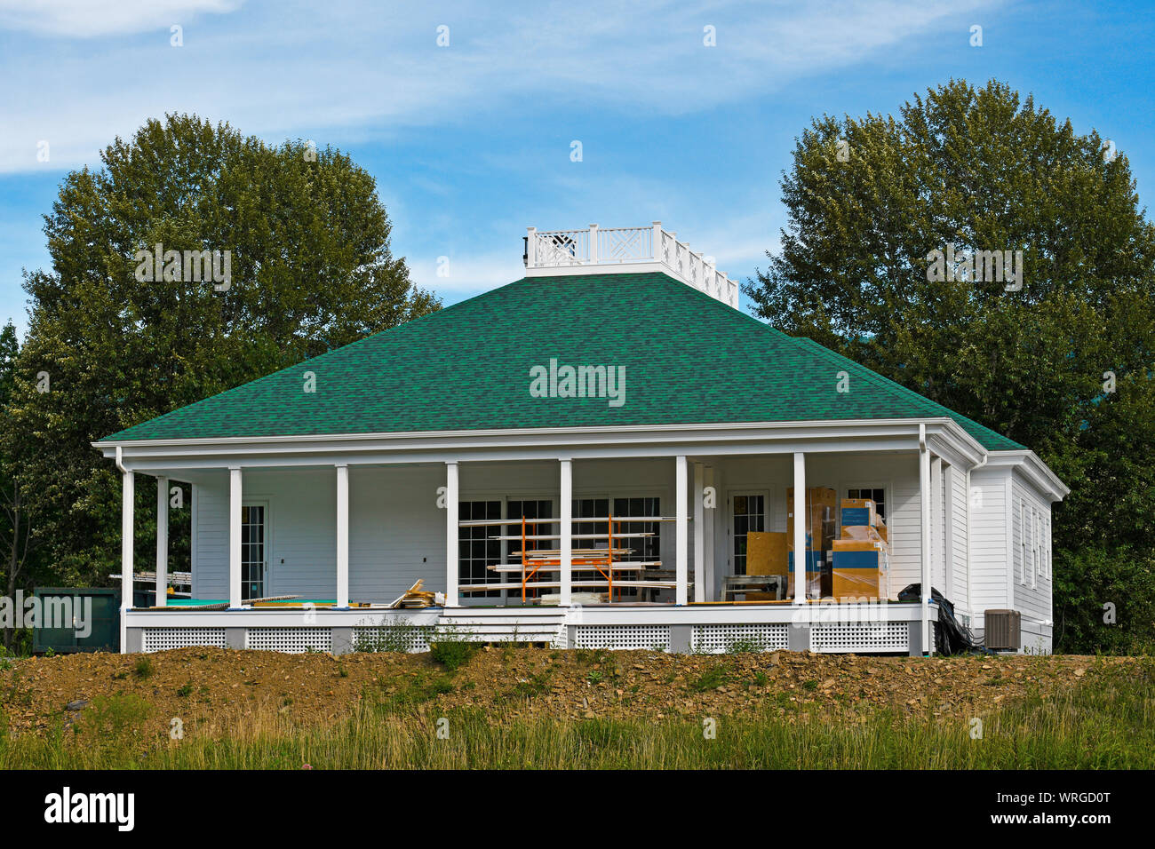 A New White Ranch Style House With Big Front Porch under Construction ...