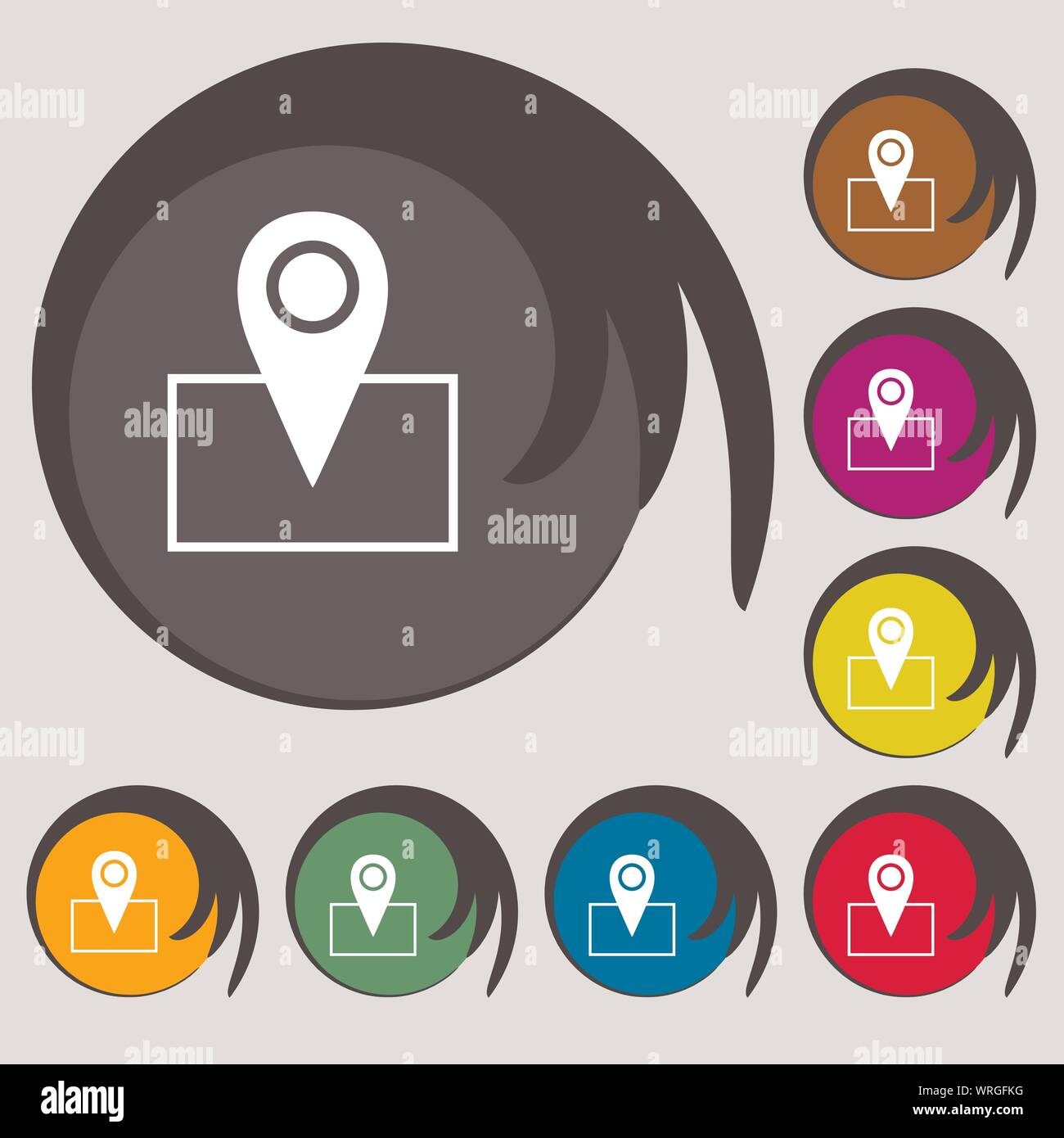 Map pointer icon sign. Symbols on eight colored buttons. Vector Stock ...