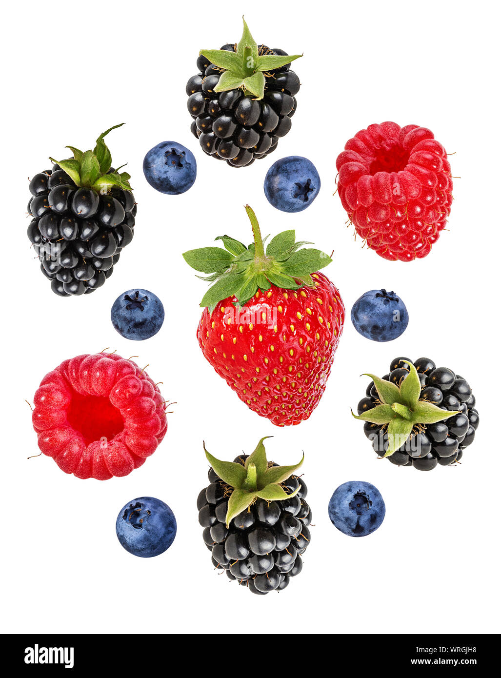 collection of fresh berries isolated on white background Stock Photo ...