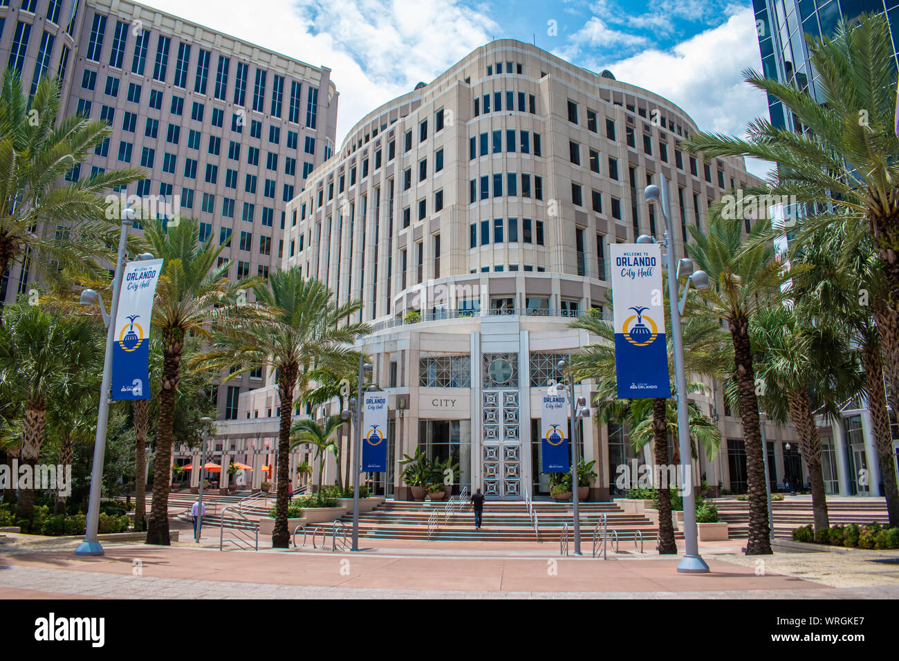 Orlando, Florida. August 17, 2019. Orlando City Hall at downtown area ...