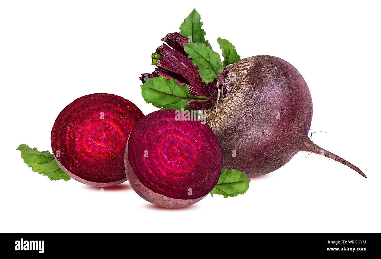 Beetroot with leaves isolated on white Stock Photo - Alamy