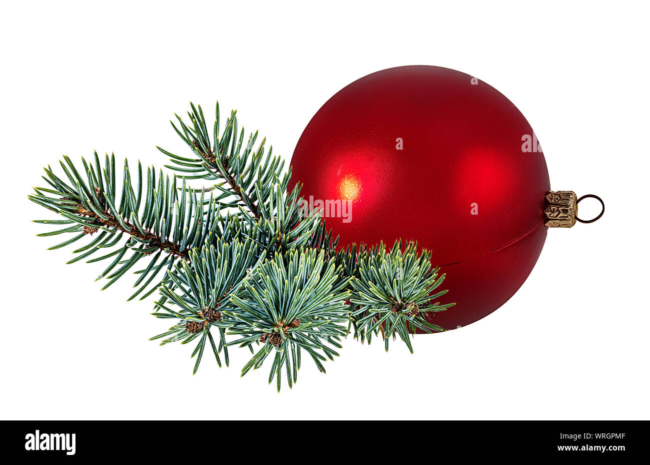 christmas ball and christmas tree isolated on white Stock Photo - Alamy