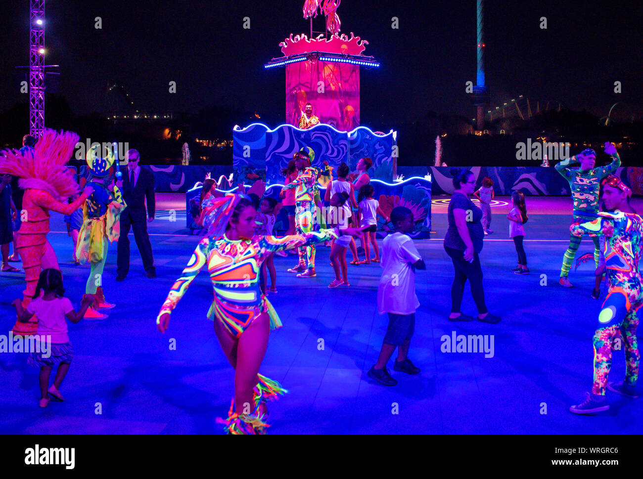 Orlando, Florida. August 23, 2019. People enjoying Club Sea Glow family ...