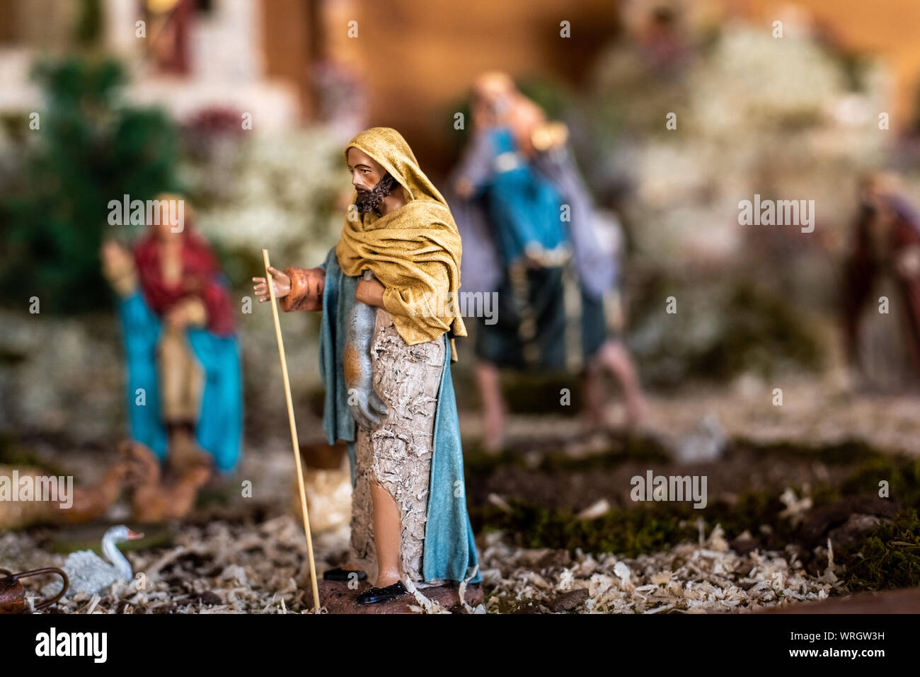 Religious figures of nativity scene at Christmas Stock Photo - Alamy