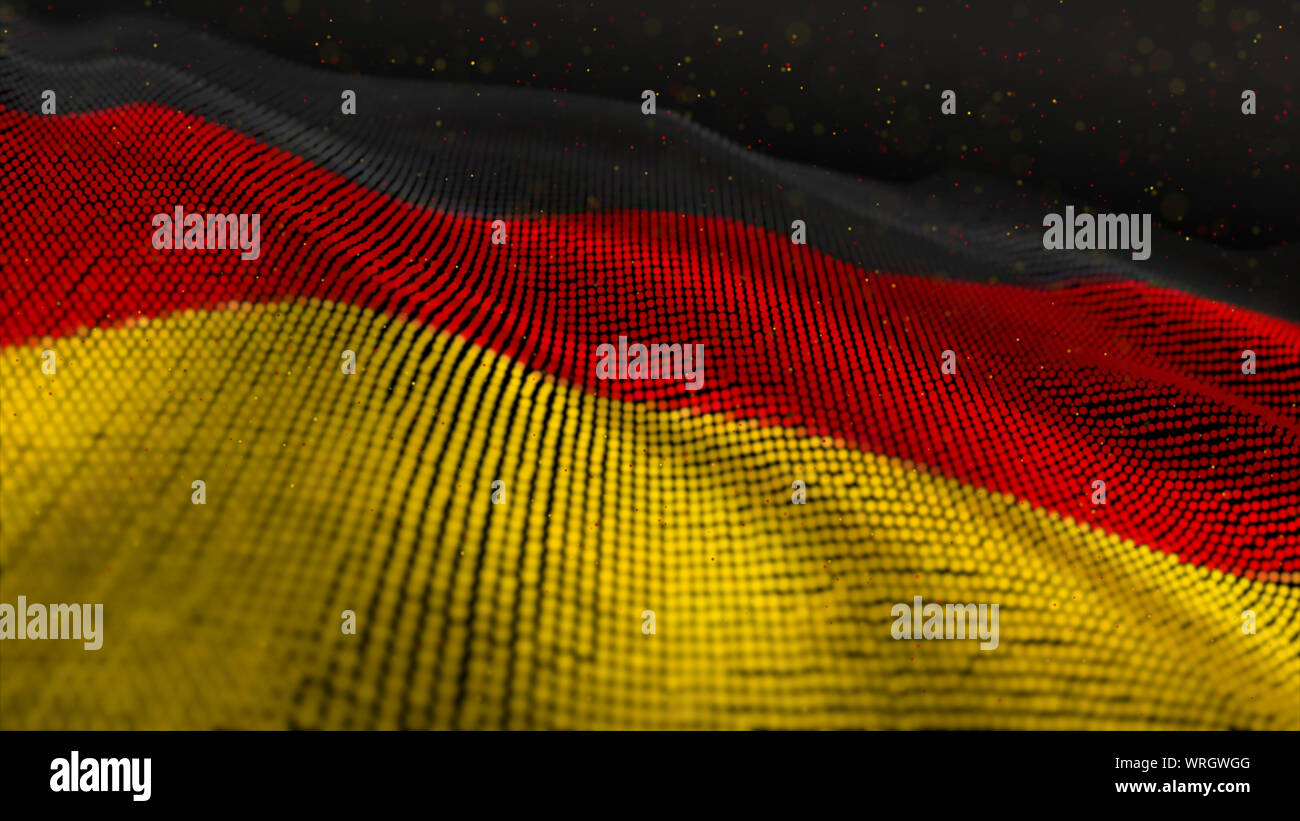 Abstract Glowing Particle Wavy surface with Germany flag German Flag ...
