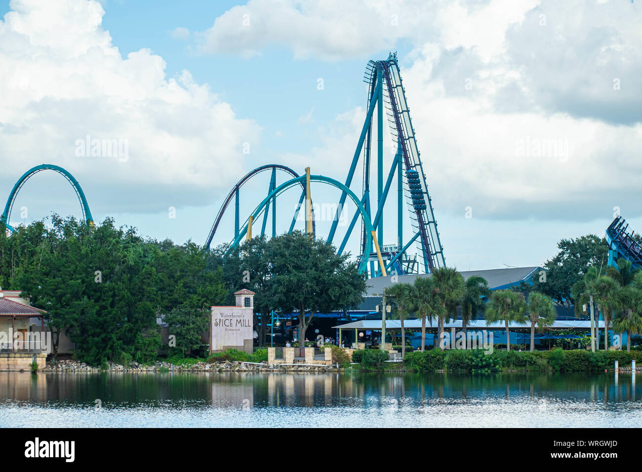 Orlando, Florida. August 31, 2019. Partial view of Kraken and Mako ...