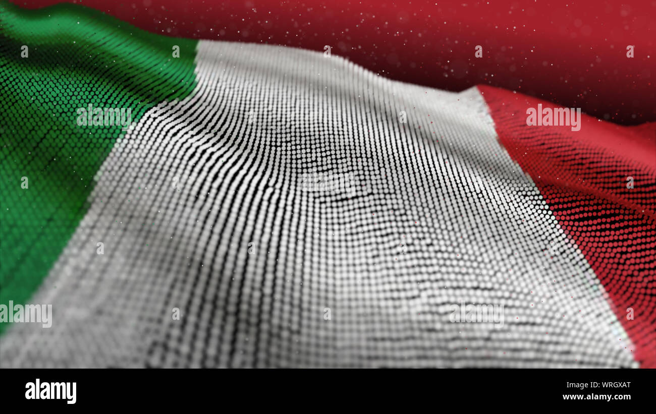 Abstract Glowing Particle Wavy surface with Italy Flag Italian flag ...