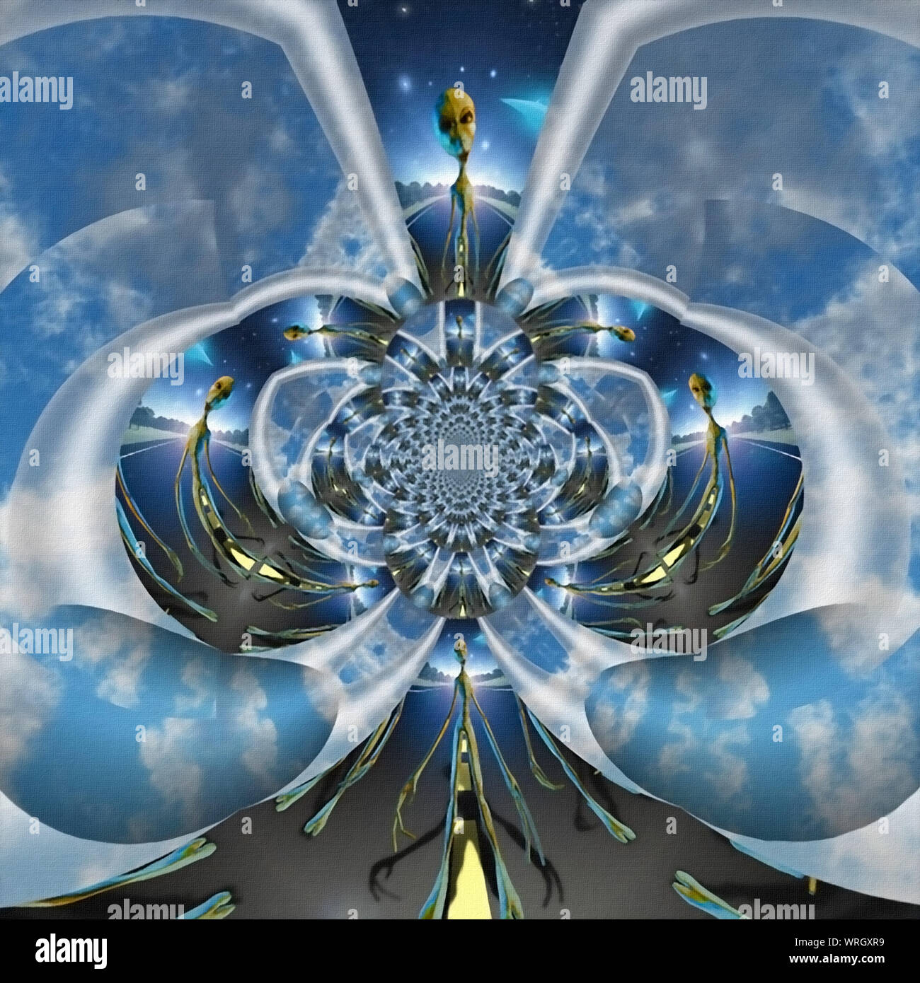 Aliens. Mirrored fractal art. Digital painting Stock Photo - Alamy