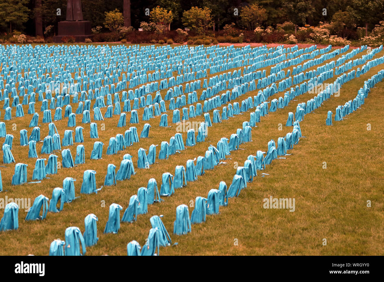 Backpack Graveyard Shines Light On Children Deaths, New York, USA Stock ... Backpack Graveyard Shines Light On Children Deaths, New York, USA Stock ...
