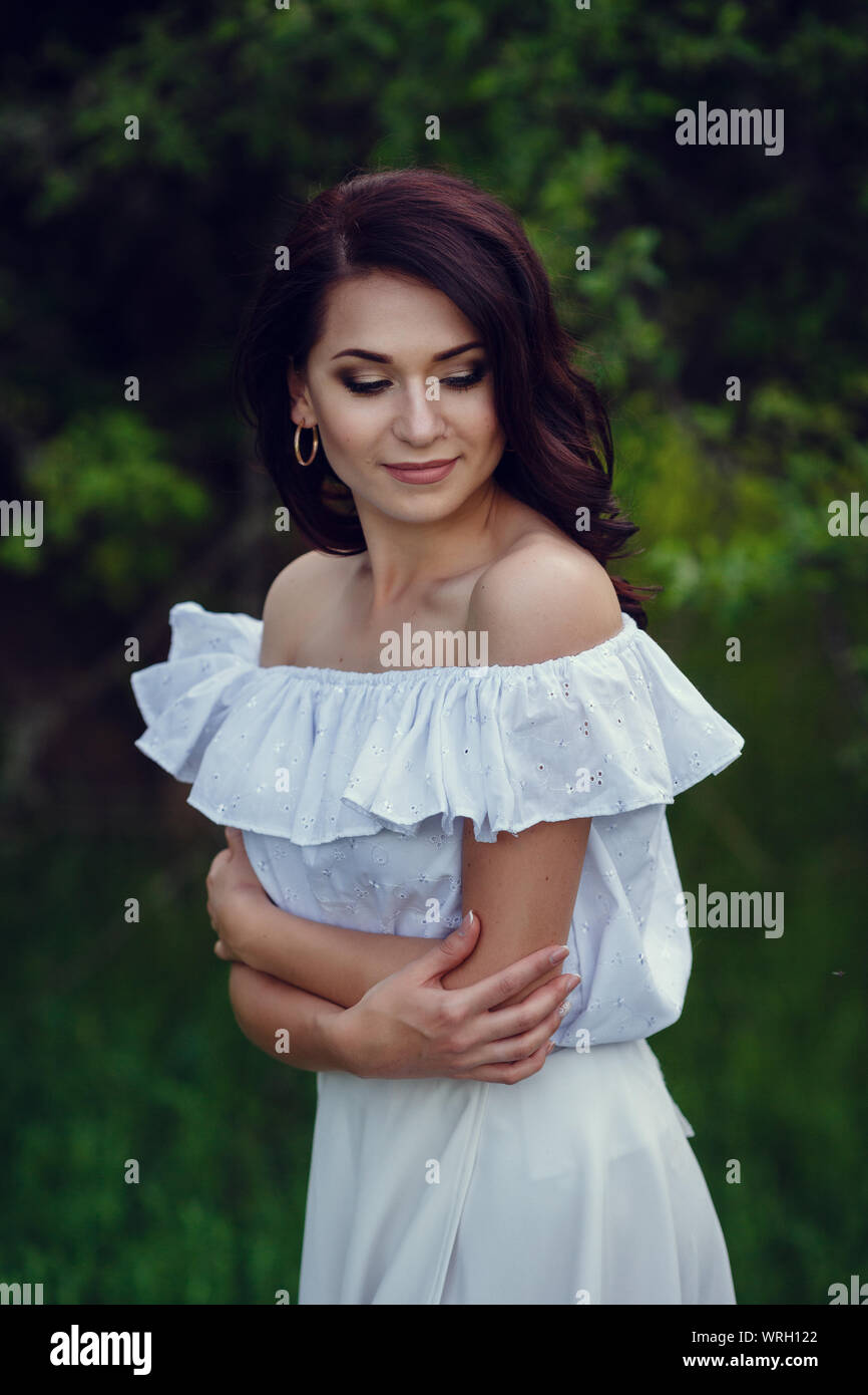 Woman Happy, Beautiful Active Free Girl on Summer Green Outdoor ...