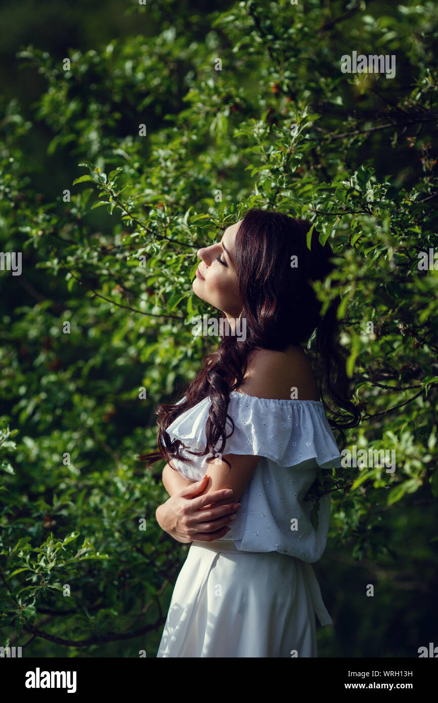 Woman Happy, Beautiful Active Free Girl on Summer Green Outdoor ...