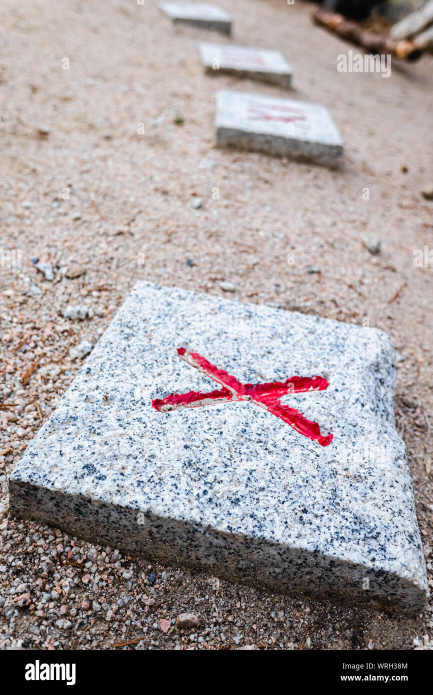 Letter X engraved on the ground to guide doubtful people Stock Photo ...