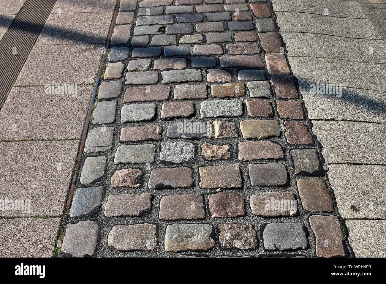 Detailed close up texture on a cobblestone street found in nothern ...