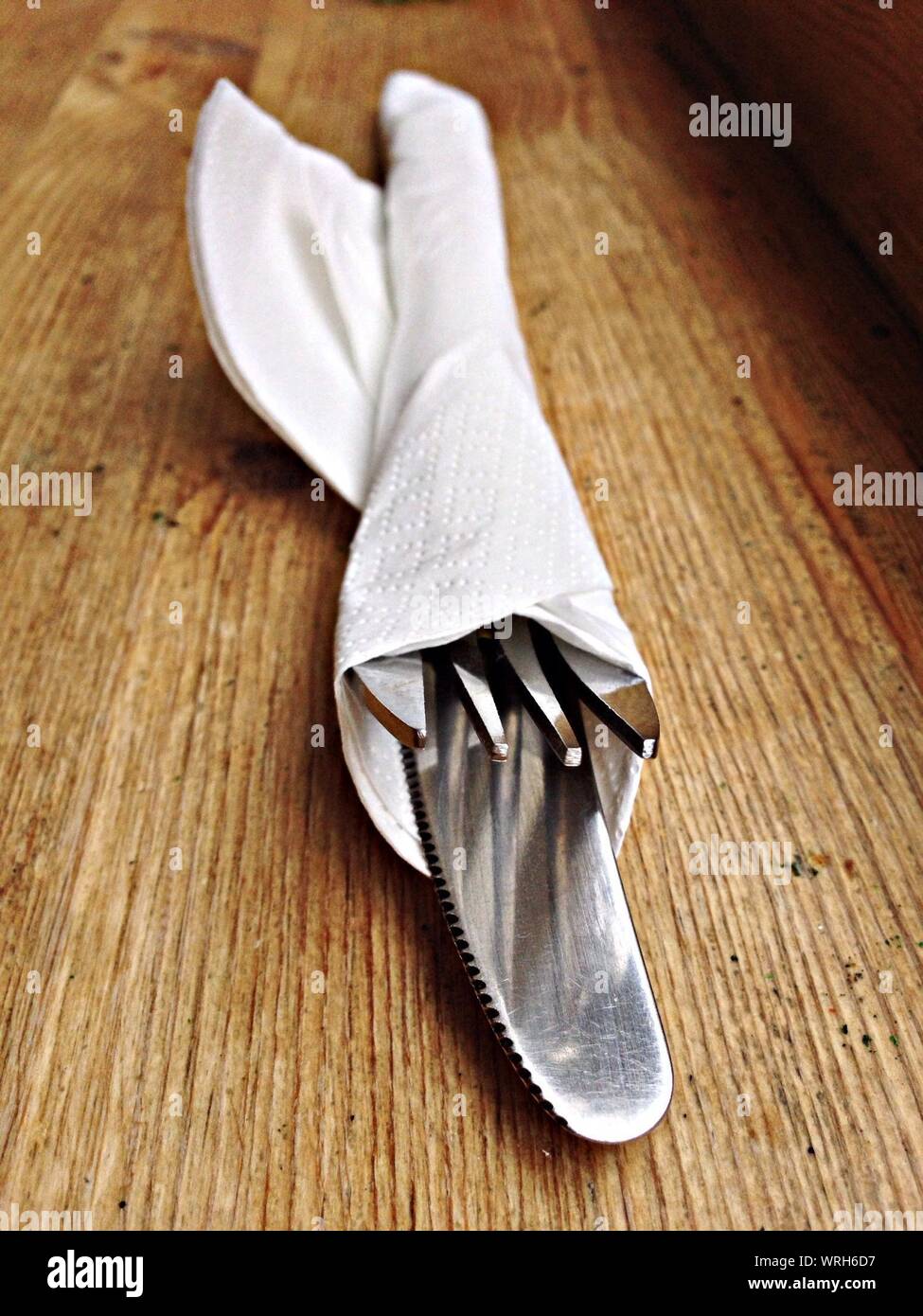Knife fork wrapped napkin hi-res stock photography and images - Alamy